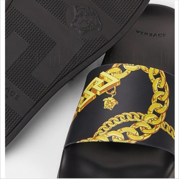Versace | Shoes | Versace Mens 45eu 2us Black Gold Chain Medusa Head ...